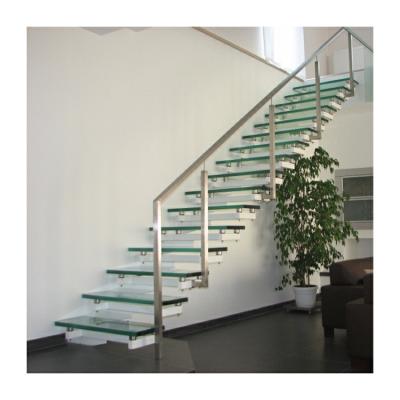 Cina Steel staircases design space saving glass staircase indoor center beam straight staircase in vendita