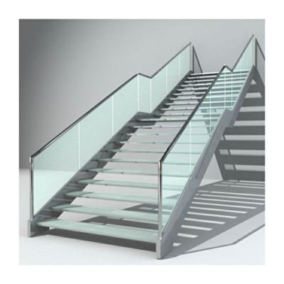 Cina Staircase handrail design glass stair stringer customized straight stairway in vendita