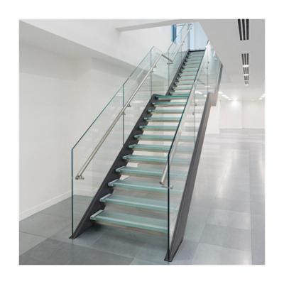 Cina Staircase handrail design glass stair stringer customized straight stairway in vendita