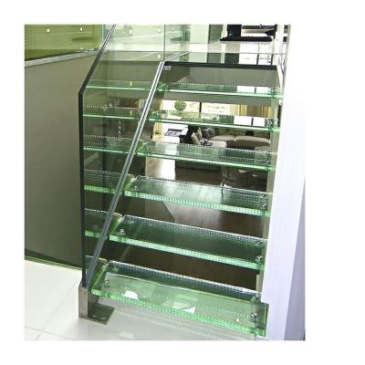 中国 Safe staircase cheap glass stair risers indoor long straight staircase 販売のため