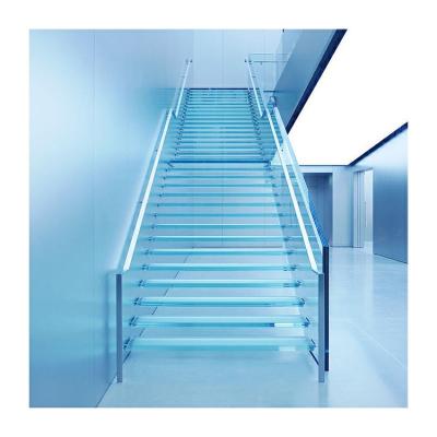 中国 Stairs indoor residential glass stairs use straight staircase 販売のため
