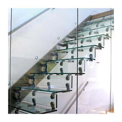 中国 Fully customized staircase glass stair kits framed straight staircase 販売のため