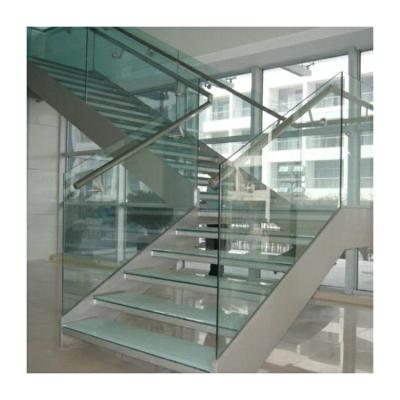中国 Commercial staircase steel stringer glass stairs carbon steel straight staircase 販売のため