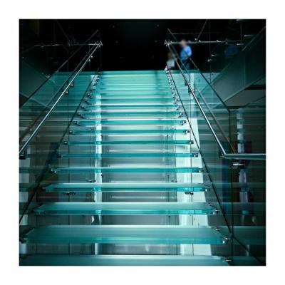 Cina Staircases design australian fashion glass stairs tempered glass straight staircase in vendita