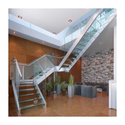 Cina Staircase handrail use frameless glass railing stair double stringer straight staircase in vendita