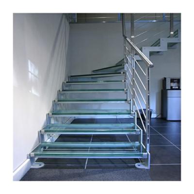 Cina Staircase handrail use frameless glass railing stair double stringer straight staircase in vendita