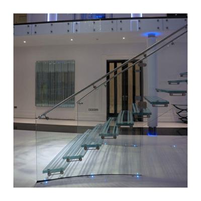 Cina Outdoor staircase designs stainless steel railing glass stair customized indoor straight staircase in vendita