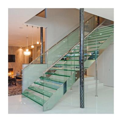 Cina House staircase designs duplex glass stairs indoor modern straight stairway in vendita