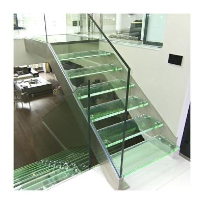 Cina Open riser staircase glass spigot railing stairs standoff straight staircase in vendita