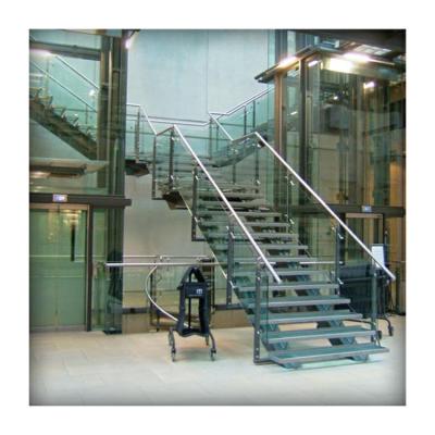 Cina New style steel staircase glass staircase light high quality oak straight staircase in vendita