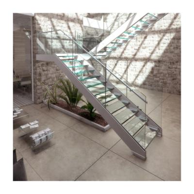 Cina U channel staircase single stringer glass stairs height quality pine straight staircase in vendita