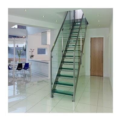 Cina U channel staircase single stringer glass stairs height quality pine straight staircase in vendita