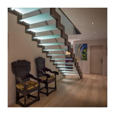 Cina Contemporary staircase design stairs all glass design european style straight staircase in vendita