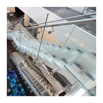 Cina Hotel staircase design cheap glass stair railing cost framless glass straight staircase in vendita
