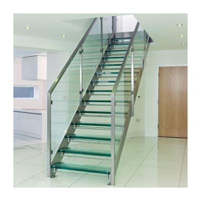 Cina Open staircase tempered glass panel stairs build glass straight staircase in vendita