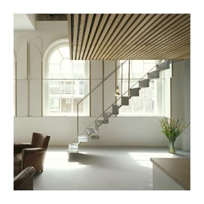 Cina Open riser stairs double stringer steel industrial metal staircase in vendita