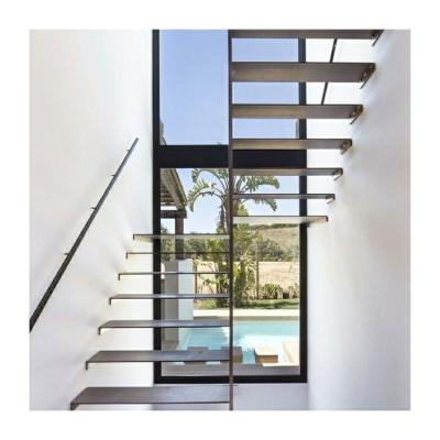 中国 Simple easy to install stairs steel galss high quality iron straight staircase 販売のため