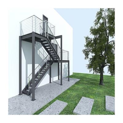 中国 Small space stairs Full stainless steel metal straight staircase 販売のため