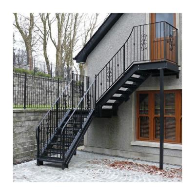 中国 Office stairs double steel stringer height quality metal straight staircase 販売のため