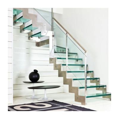 Cina Modular staircase kits tempered glass staircase cost height quality walnut straight staircase in vendita