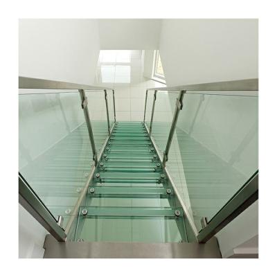 中国 Space saved staircase laminated glass steps stairs straight steel staircase 販売のため