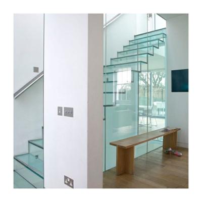 中国 Steel staircase architectural glass staircase design straight wood glass stairs 販売のため