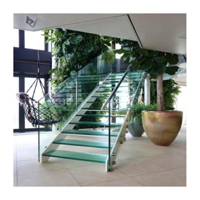 中国 Staircase latest design glass staircase tread indoor straight stairway 販売のため