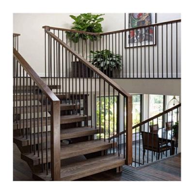 中国 Reasonable design long straight stair with nice quality l-shape wood tread stairs 販売のため