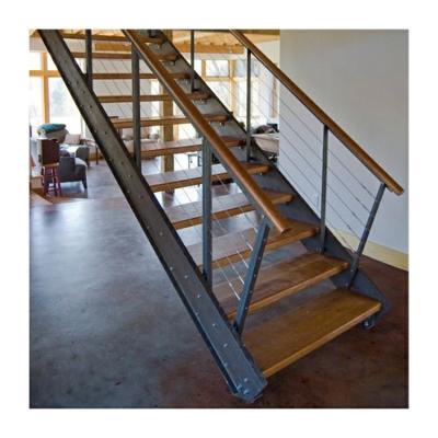 China Manufacturer supply hight -end straight staircase used indoor solid wood handrail stairs Te koop