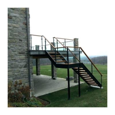 China Reliable quality straight stairs for villa customized wooden tread stair Te koop