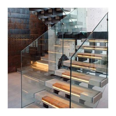 China Reliable quality straight stairs for villa customized wooden tread stair Te koop