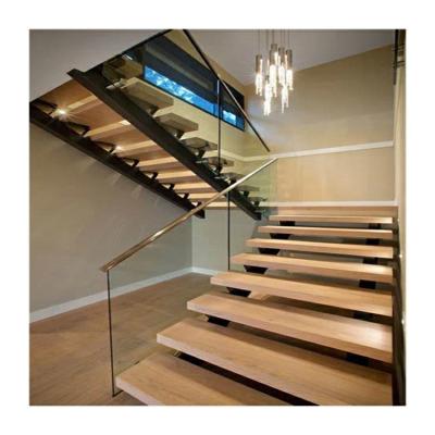 Cina Project straight staircase supply thick solid wooden tread stair in vendita