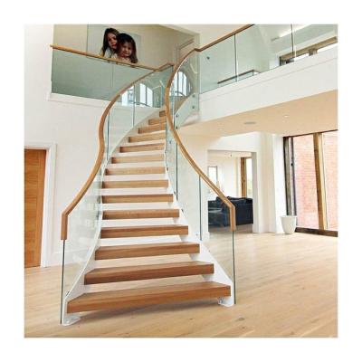 Cina Project straight staircase supply thick solid wooden tread stair in vendita