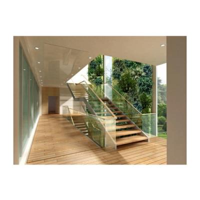 Cina Best selling prefab straight glass railing staircase customized color wooden tread stair in vendita