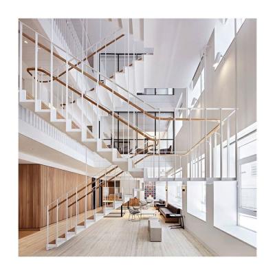 Cina Residential marble tread straight staircase customized solid wooden tread stair in vendita