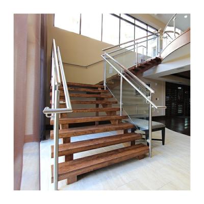Cina Art gallery exterior aluminum straight stair design wooden u shaped stair in vendita