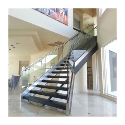 China Art gallery exterior aluminum straight stair design wooden u shaped stair Te koop
