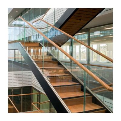 China Art gallery exterior aluminum straight stair design wooden u shaped stair Te koop
