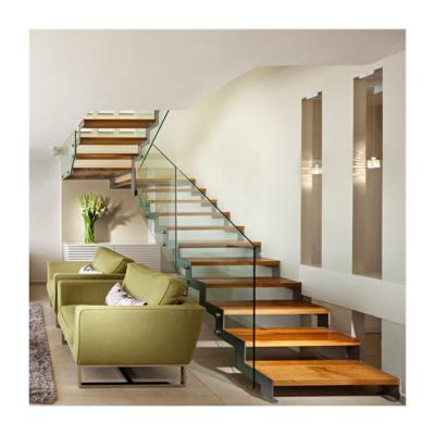 Cina Factory price timber straight stairs classic wooden staircase in vendita