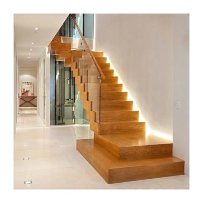 Cina Factory price timber straight stairs classic wooden staircase in vendita