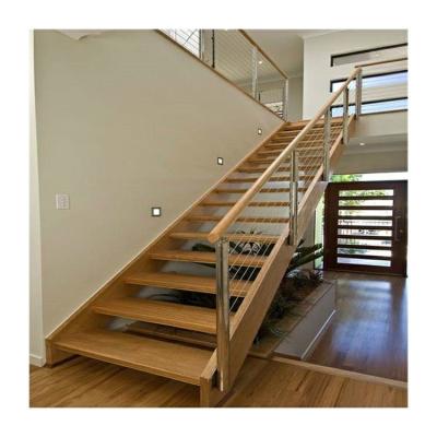 Cina Factory price timber straight stairs classic wooden staircase in vendita