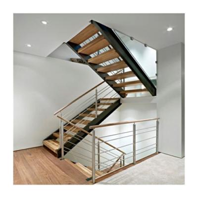Cina Factory price timber straight stairs classic wooden staircase in vendita