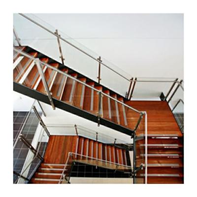 Cina Villa metal straight stairs yellow brown color wood step staircase in vendita