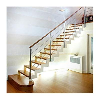 Cina Latest fashion european style straight stairs high level wood box tread staircase in vendita
