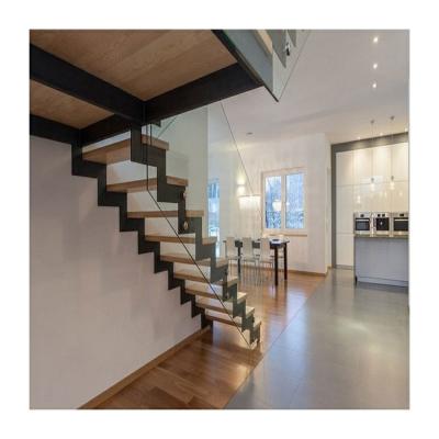Cina Latest fashion european style straight stairs high level wood box tread staircase in vendita