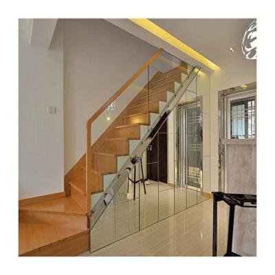 Cina Residential indoor straight glass floating stairs dull color solid wood tread staircase in vendita