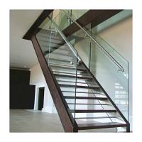 China Original factory space saving straight stairs thin solid wood tread staircase for sale