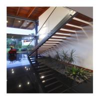 China Original factory space saving straight stairs thin solid wood tread staircase for sale