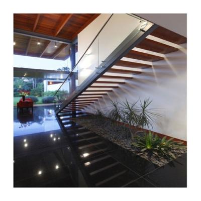 Cina Original factory space saving straight stairs thin solid wood tread staircase in vendita