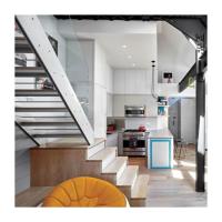 China Eco Friendly Solid Wooden Staircase Indoor Invisible Stringer Straight Stairs for sale